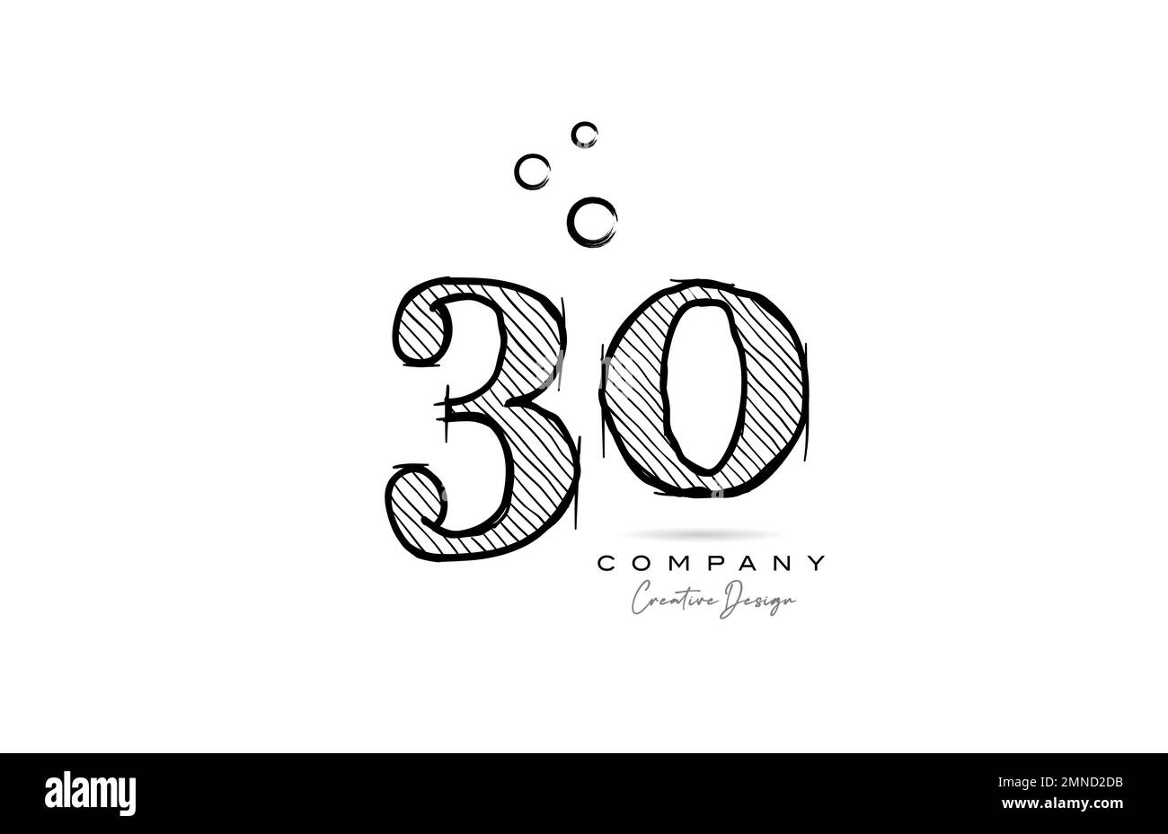 hand drawing number 30 logo icon design for company template or ...