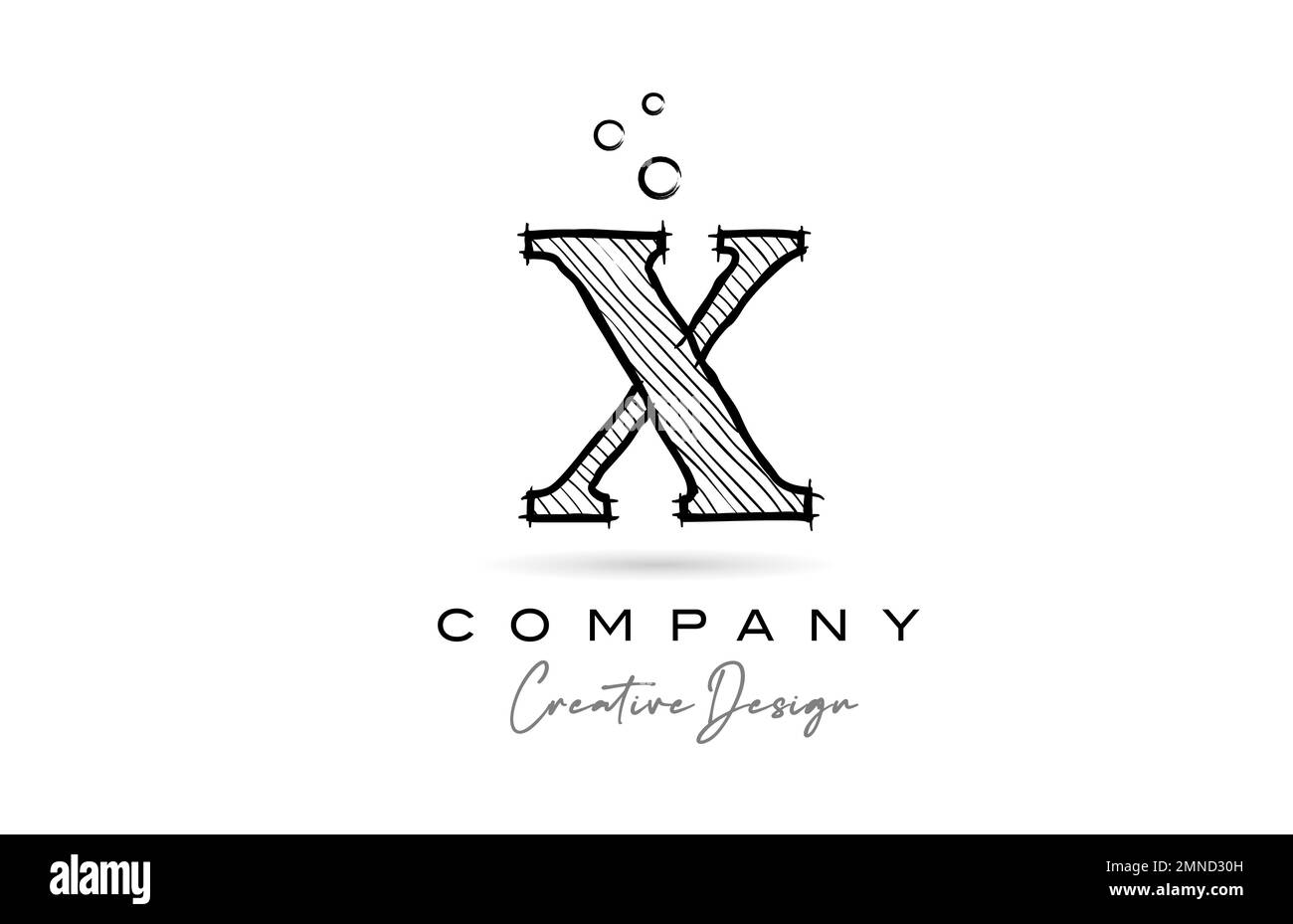 X black white alphabet letter logo icon with cartoonish style. Creative ...