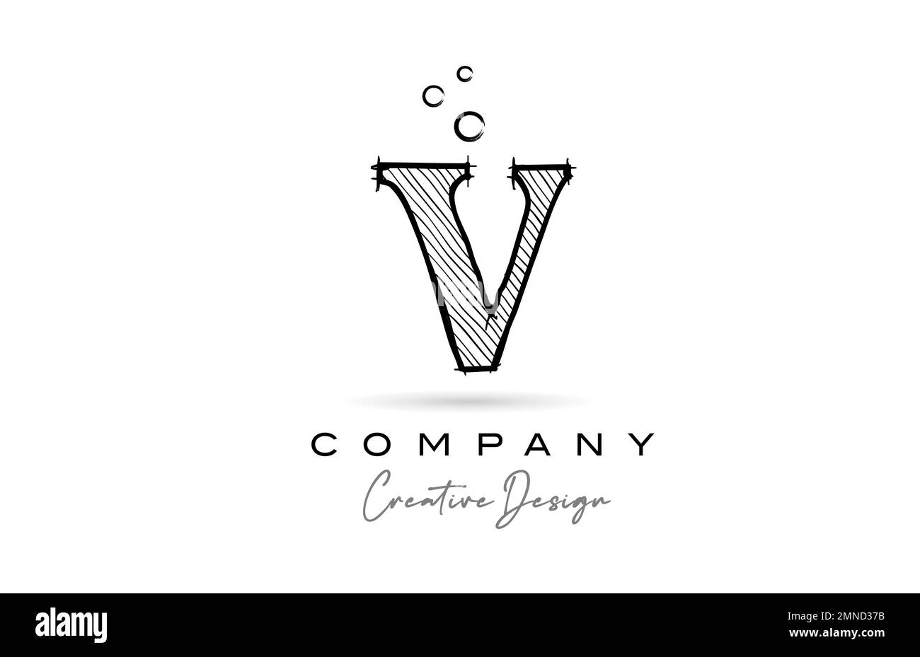 V black white alphabet letter logo icon with cartoonish style. Creative ...