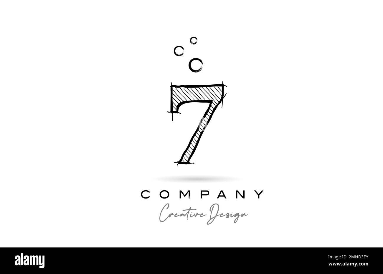 hand drawing number 7 logo icon design for company template or business ...