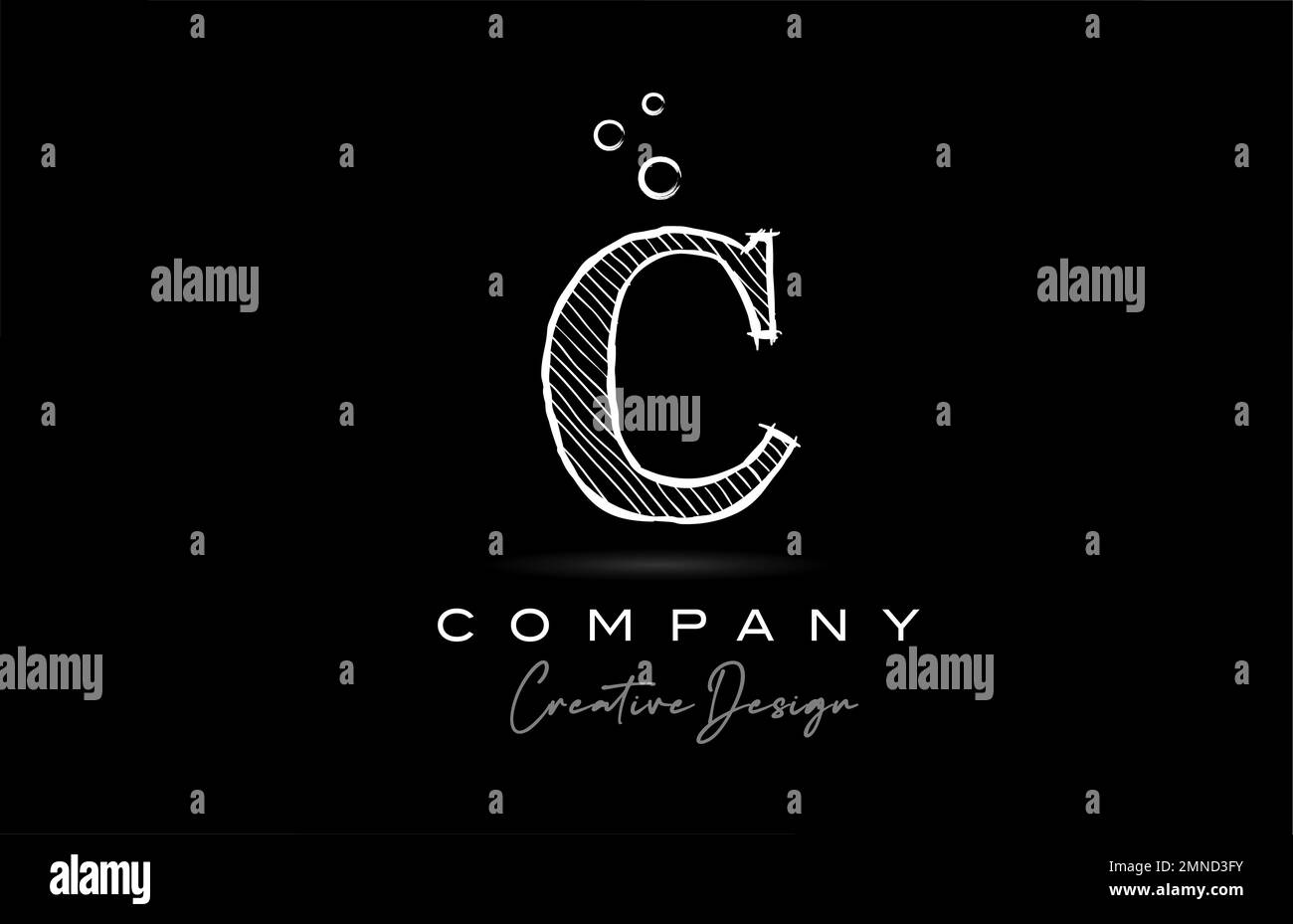 C pencil drawing alphabet letter logo icon with cartoonish style ...