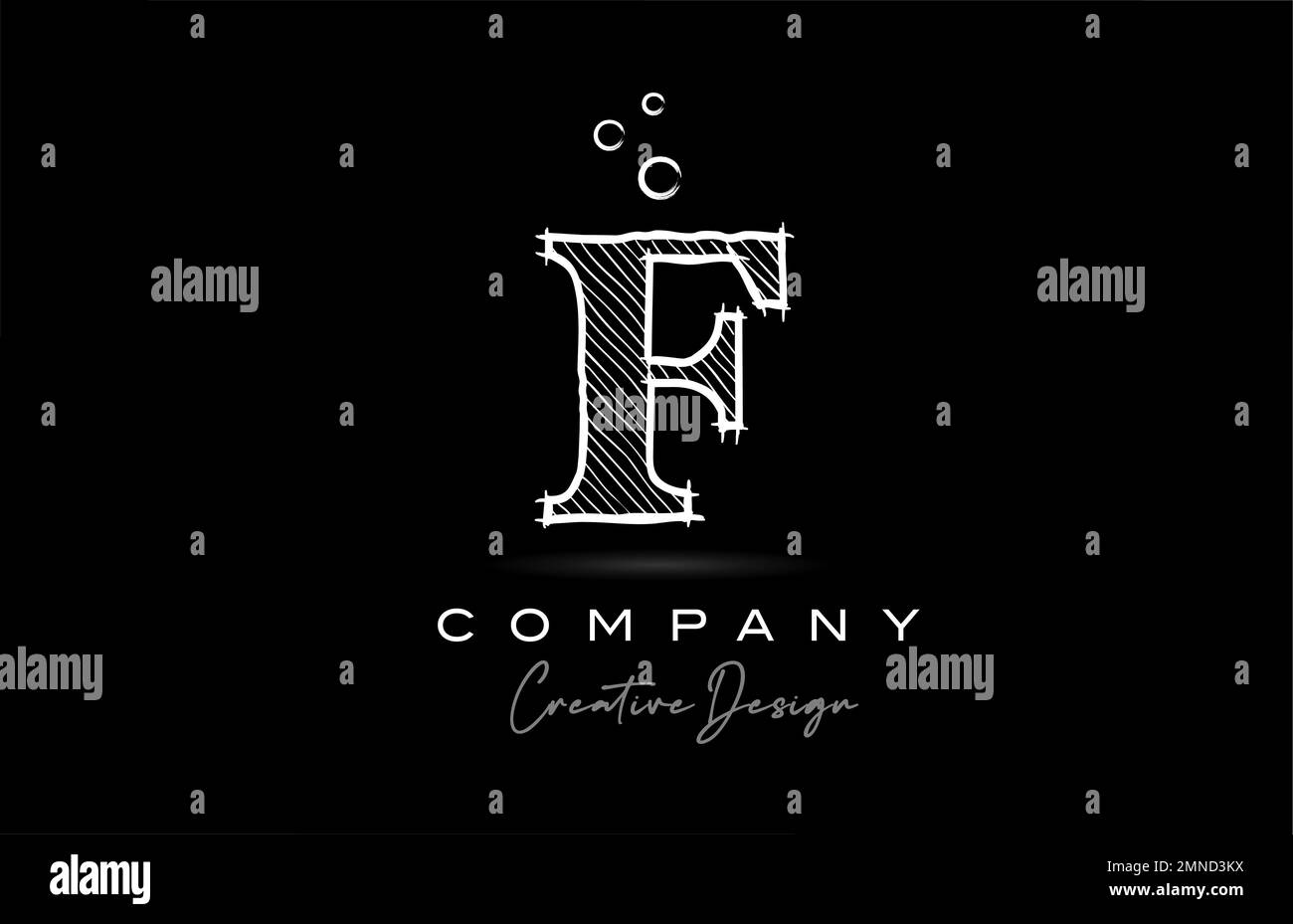 F pencil drawing alphabet letter logo icon with cartoonish style ...