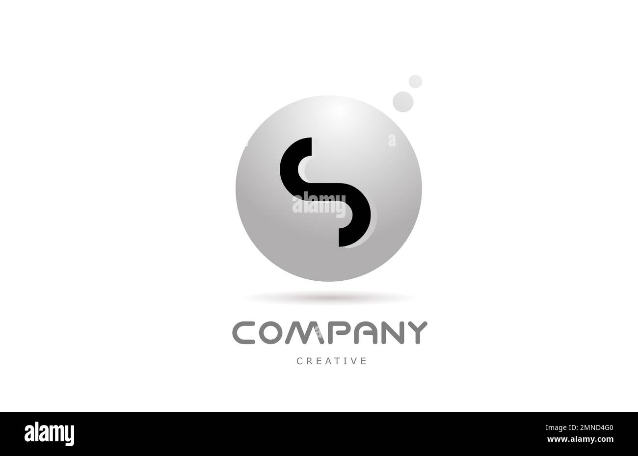 S 3d grey sphere alphabet letter logo icon design with dot. Creative ...