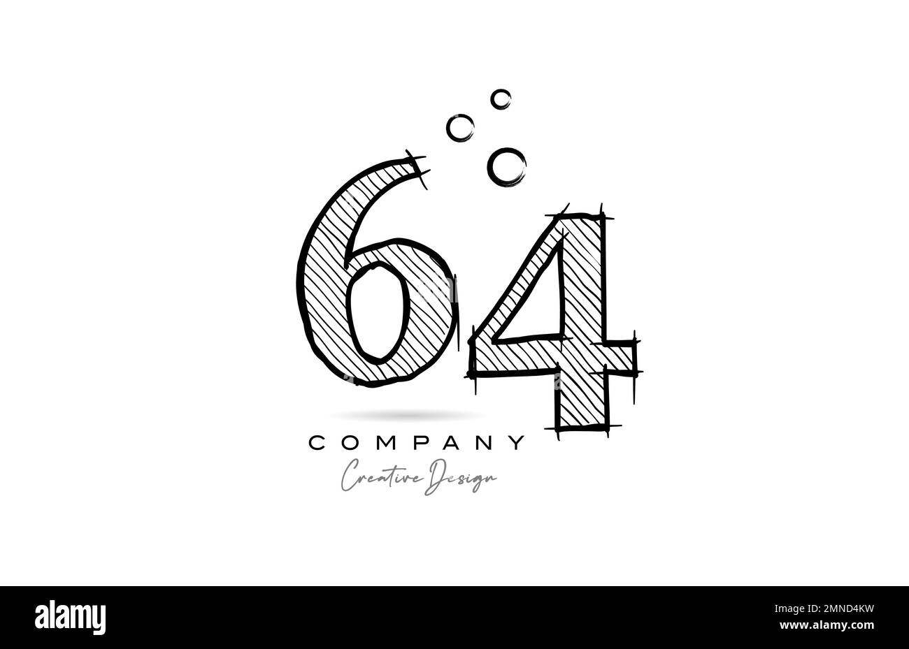 hand drawing number 64 logo icon design for company template or ...