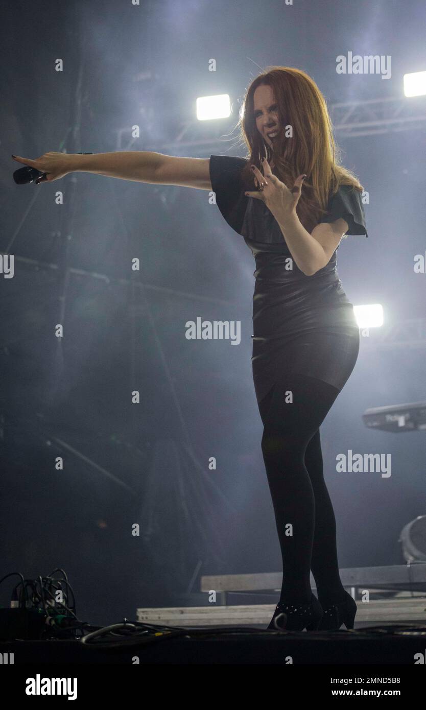 Simone Simons, vocalist of metal band Epica, performs during the Hell ...