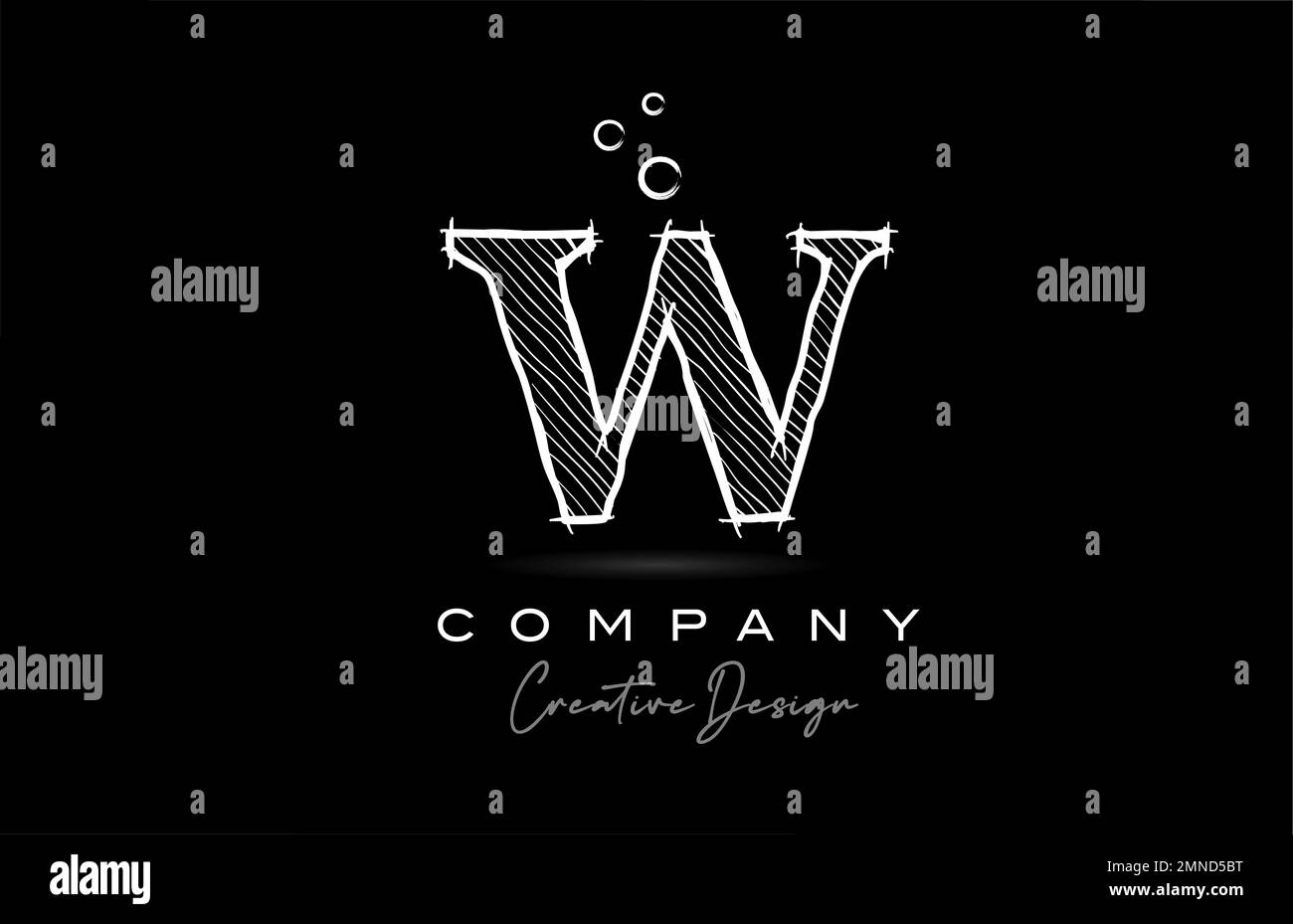 W pencil drawing alphabet letter logo icon with cartoonish style ...