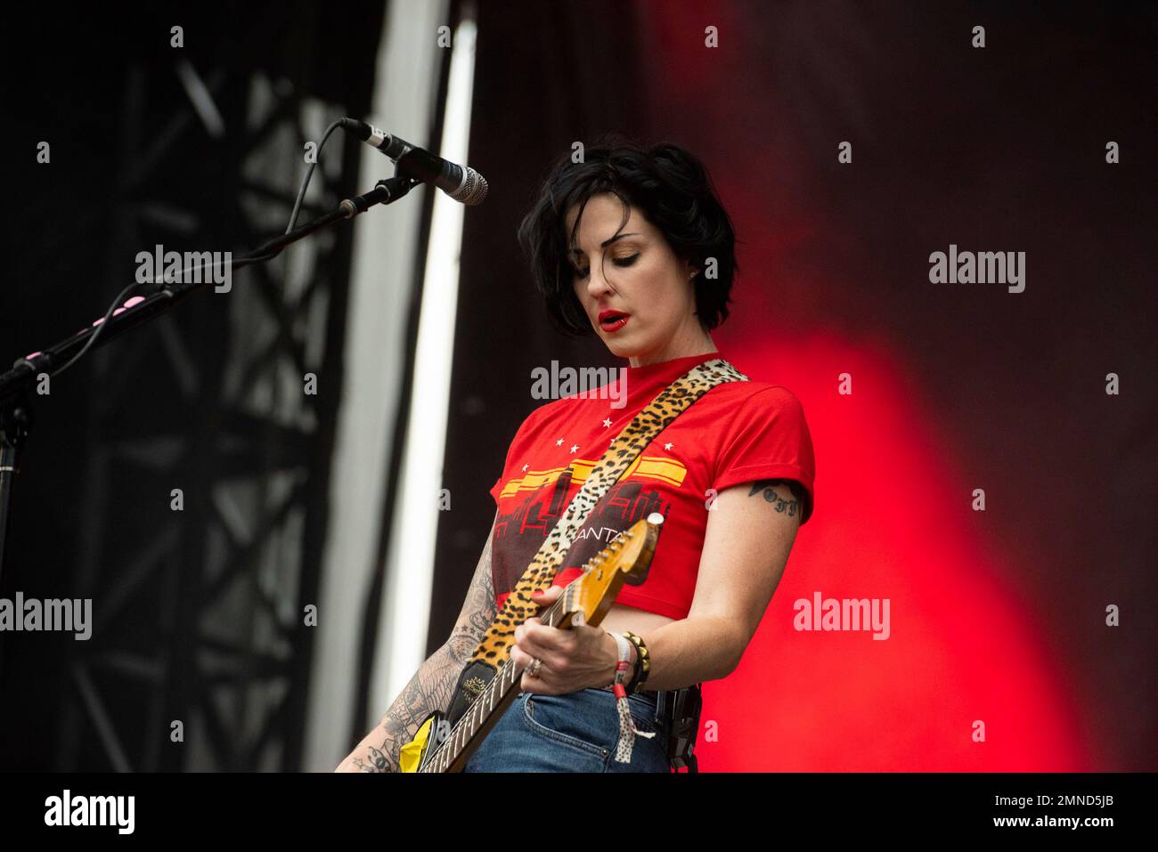 Brody Dalle, of The Distillers, performs on stage at Shaky Knees Music ...