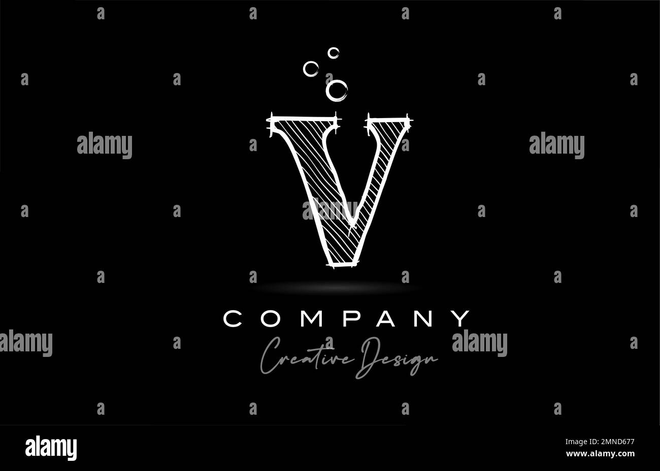 V pencil drawing alphabet letter logo icon with cartoonish style ...
