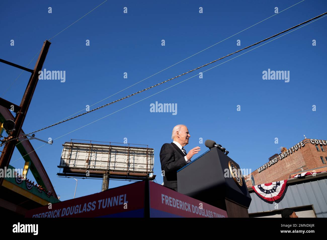 President Joe Biden speaks about infrastructure at the Baltimore and ...