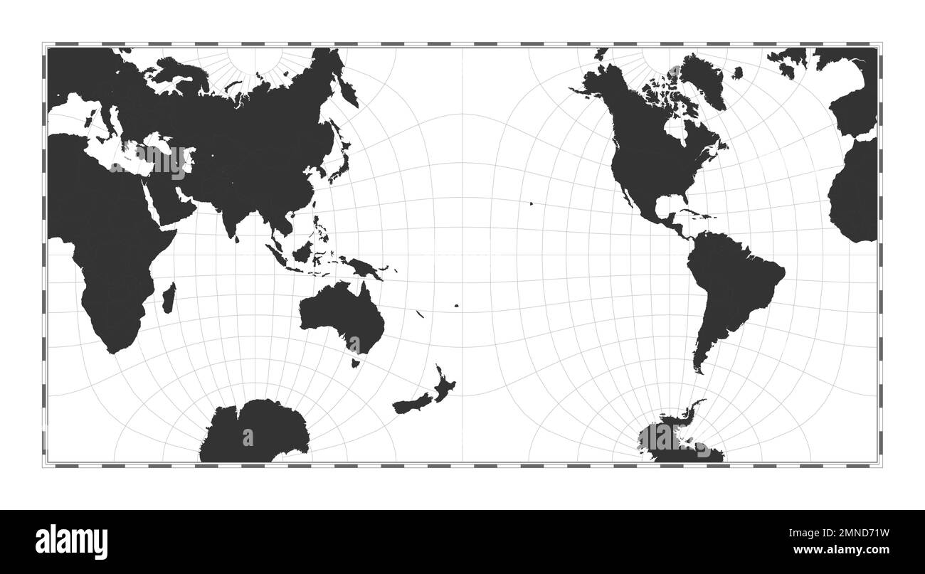 Vector world map. Guyou hemisphere-in-a-square projection. Plain world ...