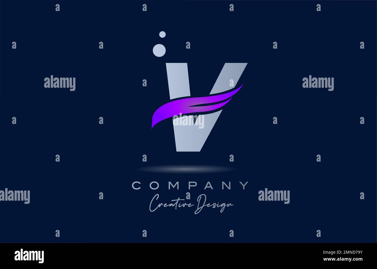 V purple alphabet letter logo icon with pink swoosh. Creative template ...