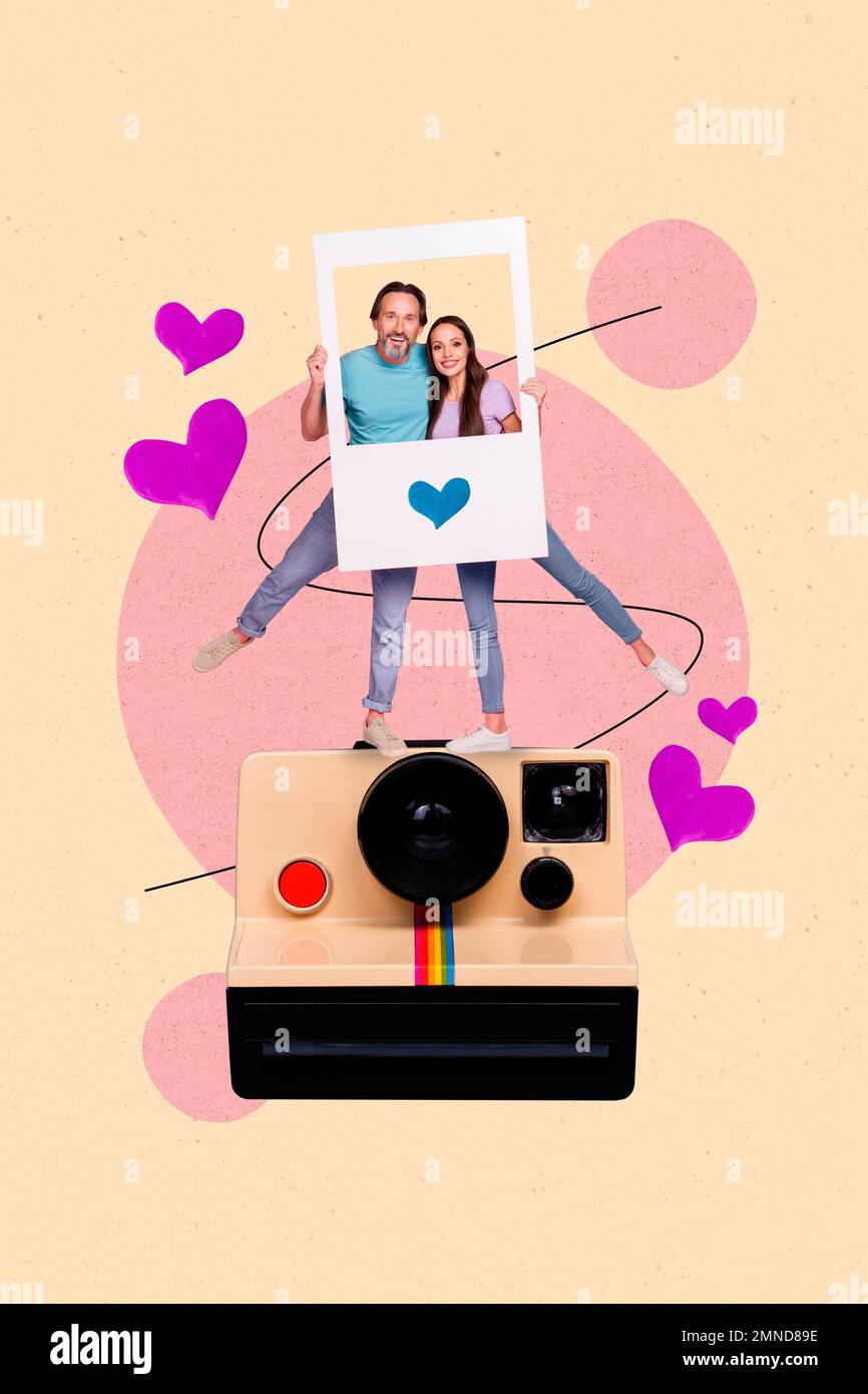 Picture magazine sketch collage poster postcard of happy family make ...