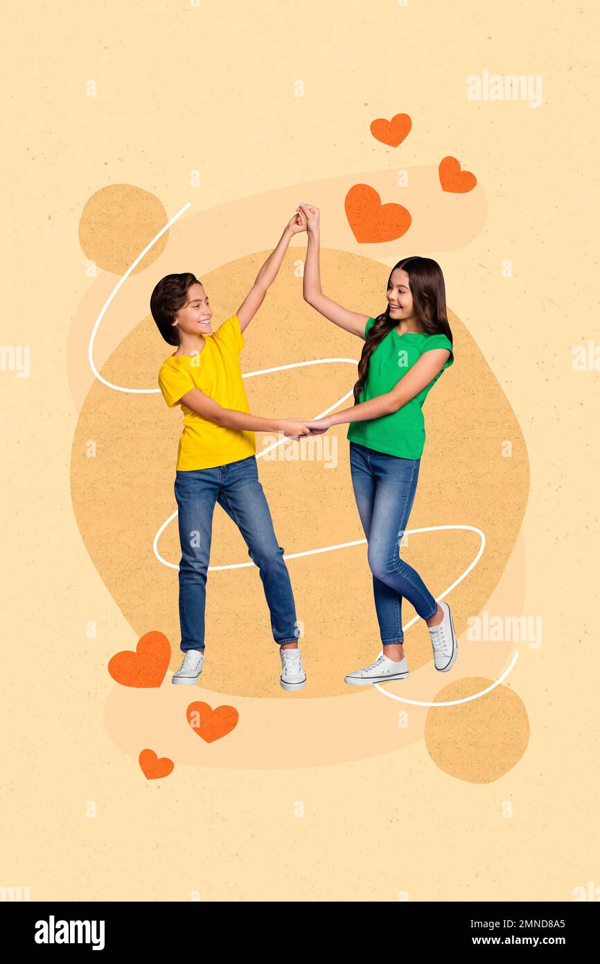 Vertical photo creative picture artwork collage poster postcard of two ...