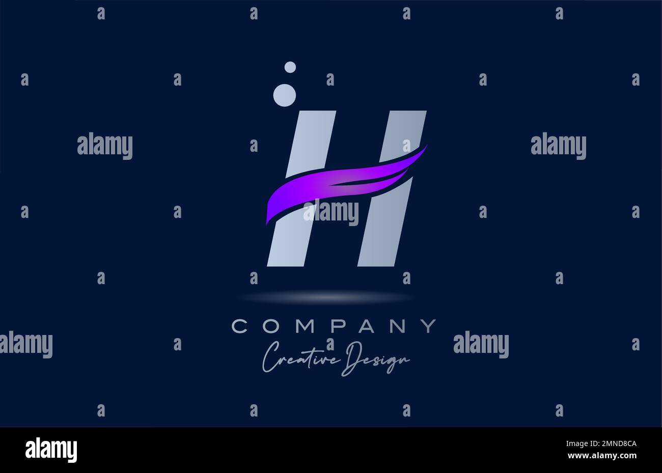 H purple alphabet letter logo icon with pink swoosh. Creative template ...