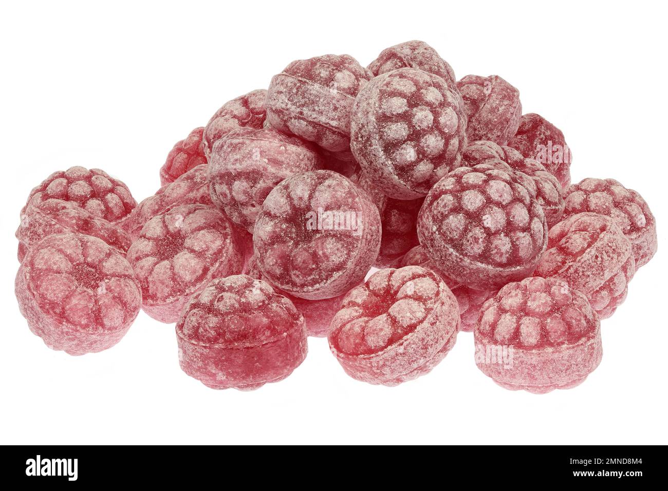 raspberry candies isolated on white background Stock Photo - Alamy