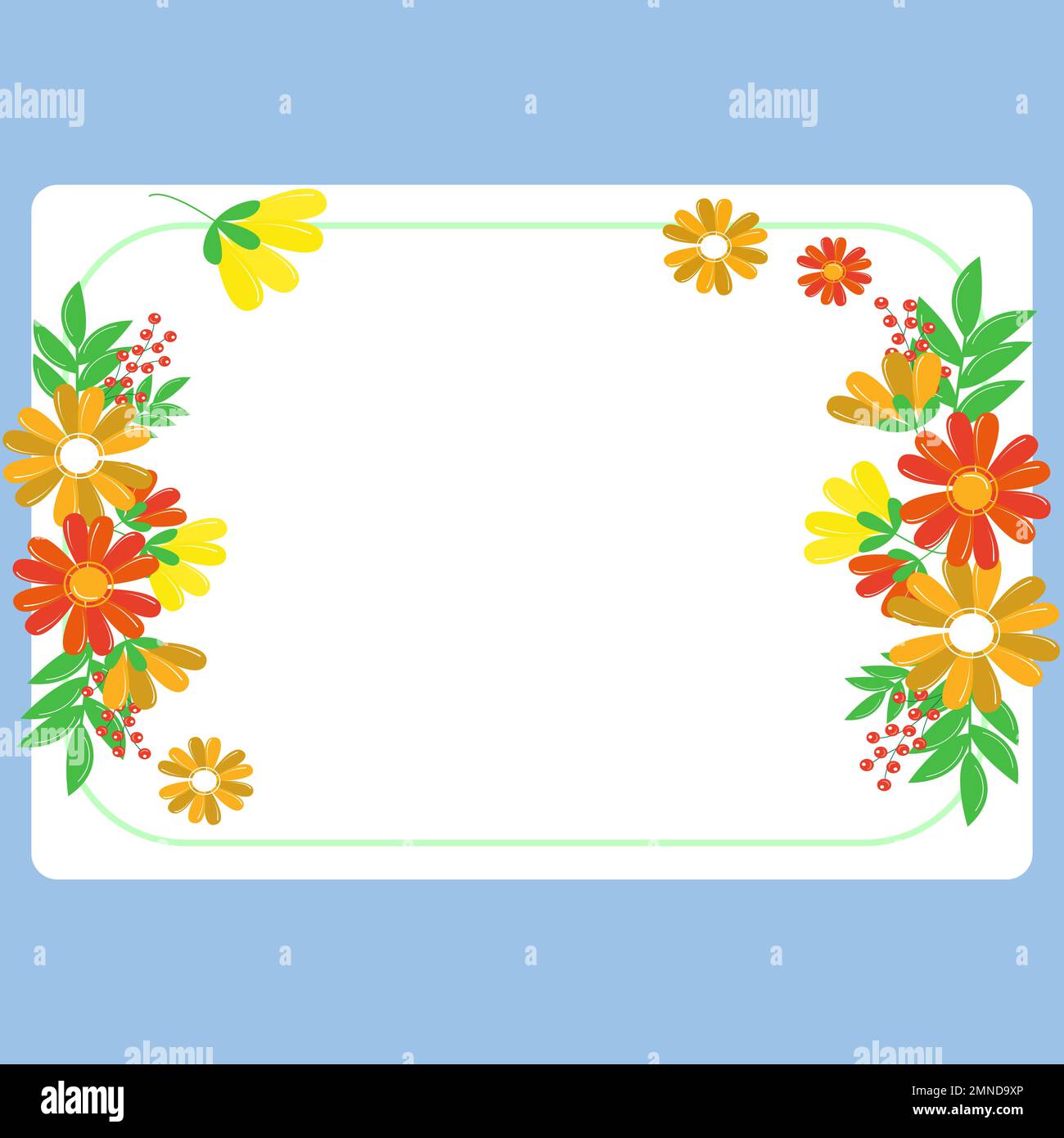 Text Frame Surrounded With Assorted Flowers Hearts And Leaves ...
