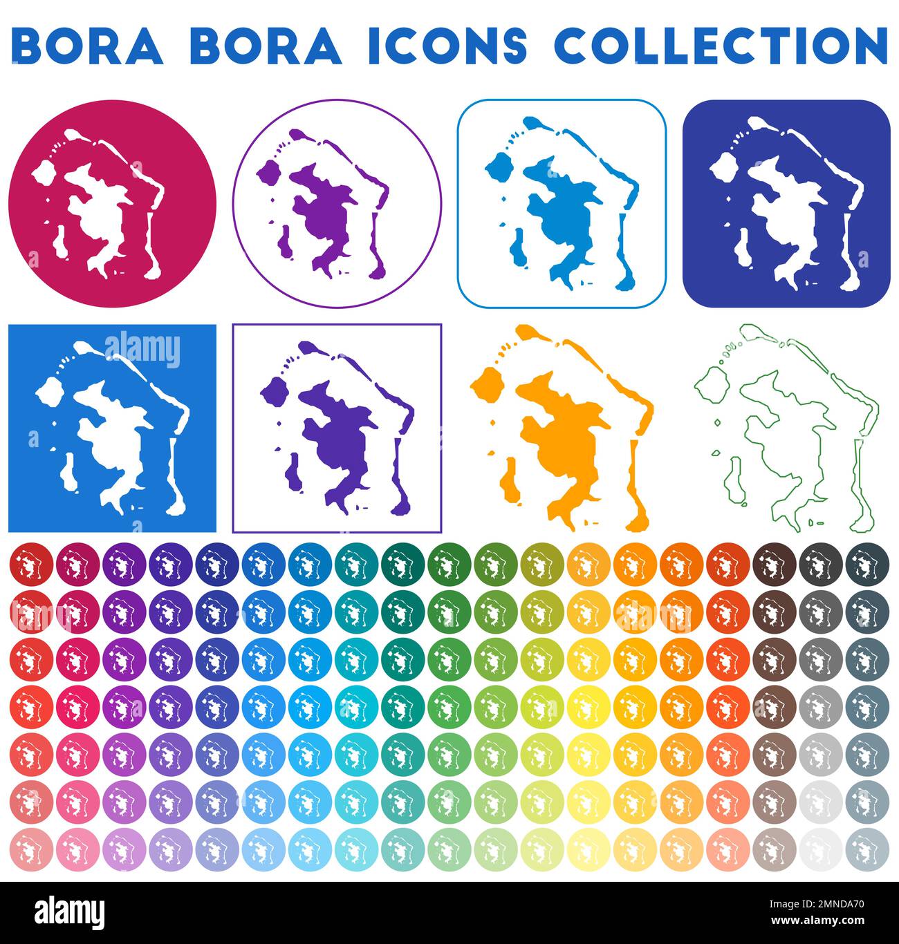 Bora Bora icons collection. Bright colorful trendy map icons. Modern ...