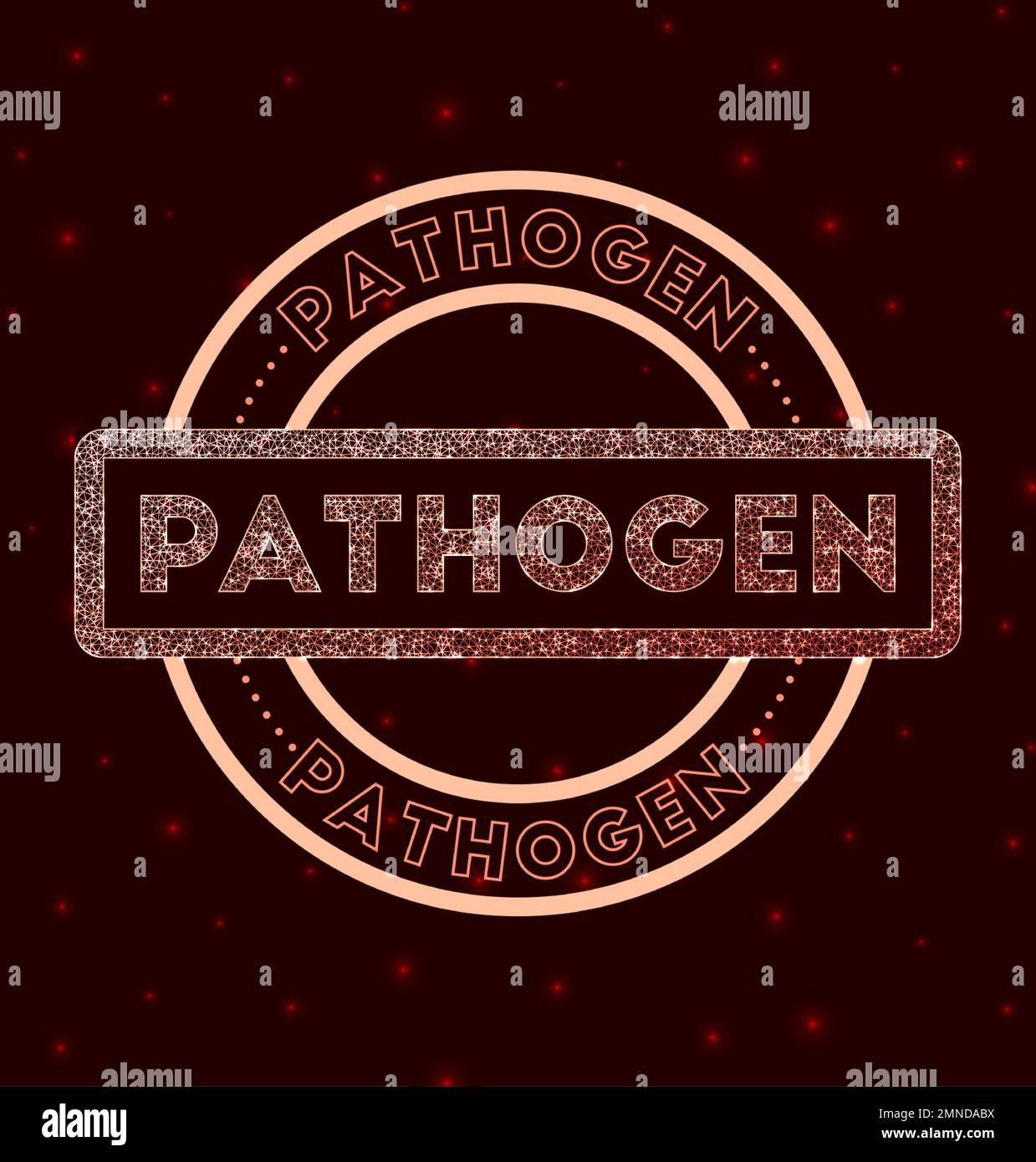 Pathogen badge. Glowing geometric round pathogen sign. Vector ...