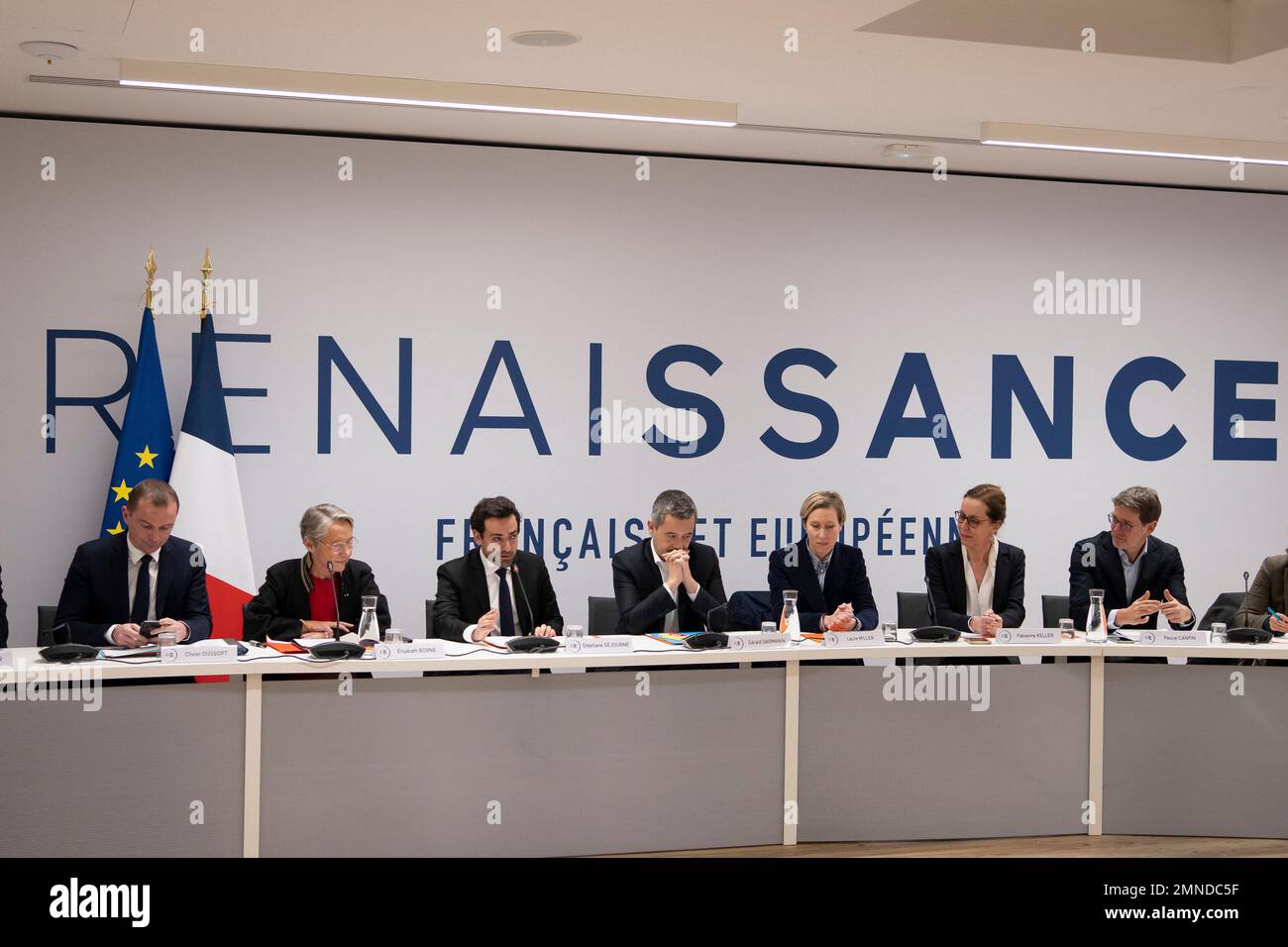 Prime Minister Elisabeth Borne, Interior minister Gerald Darmanin ...