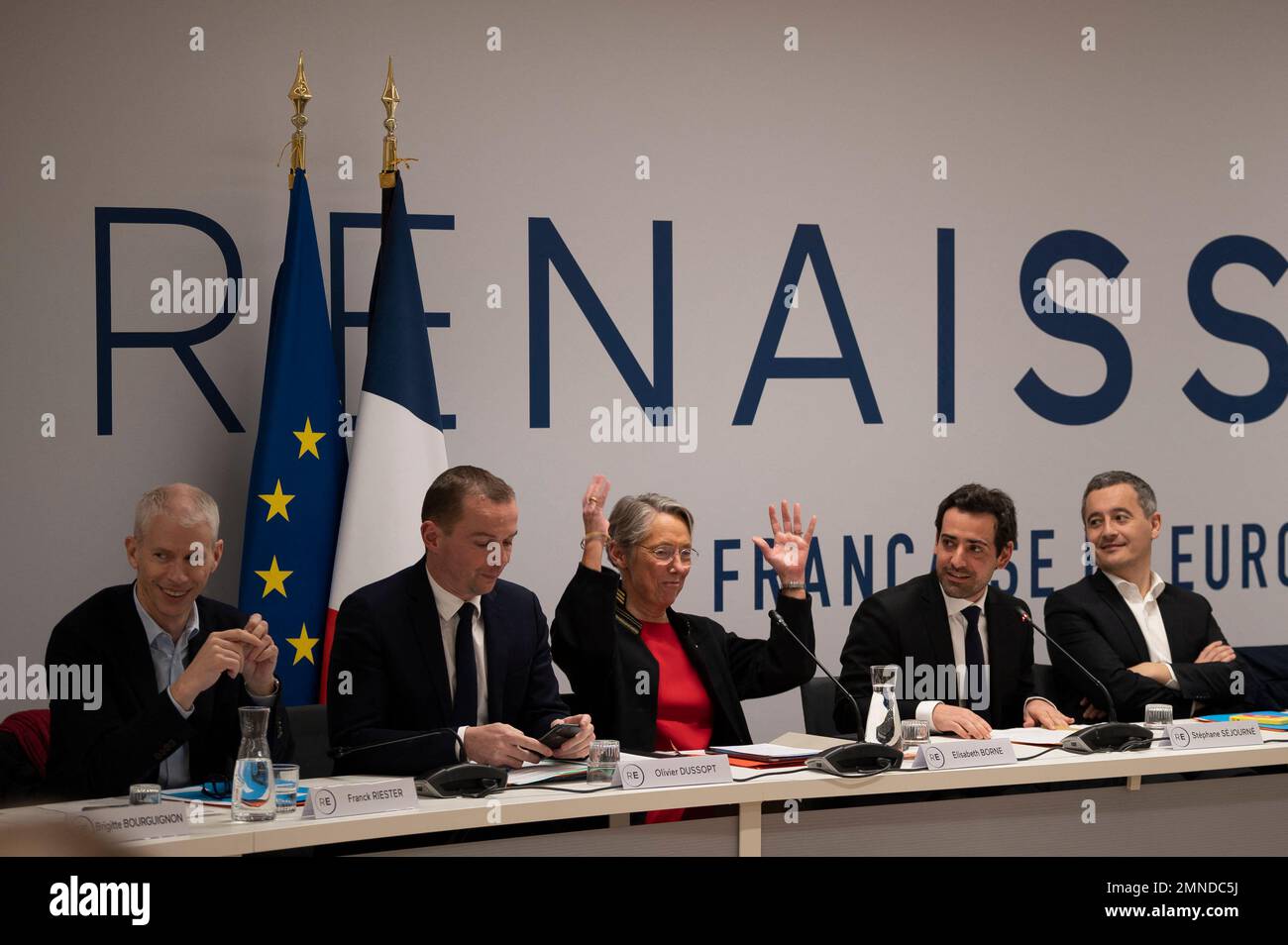 Prime Minister Elisabeth Borne, Interior minister Gerald Darmanin ...