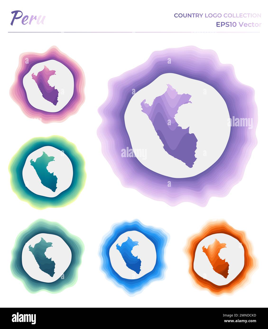 Peru logo collection. Colorful badge of the country. Layers around Peru ...