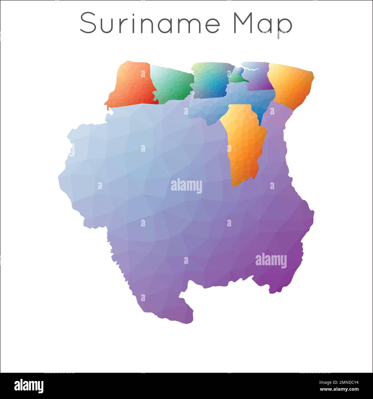 Low poly map of Suriname. Suriname geometric polygonal, mosaic style ...