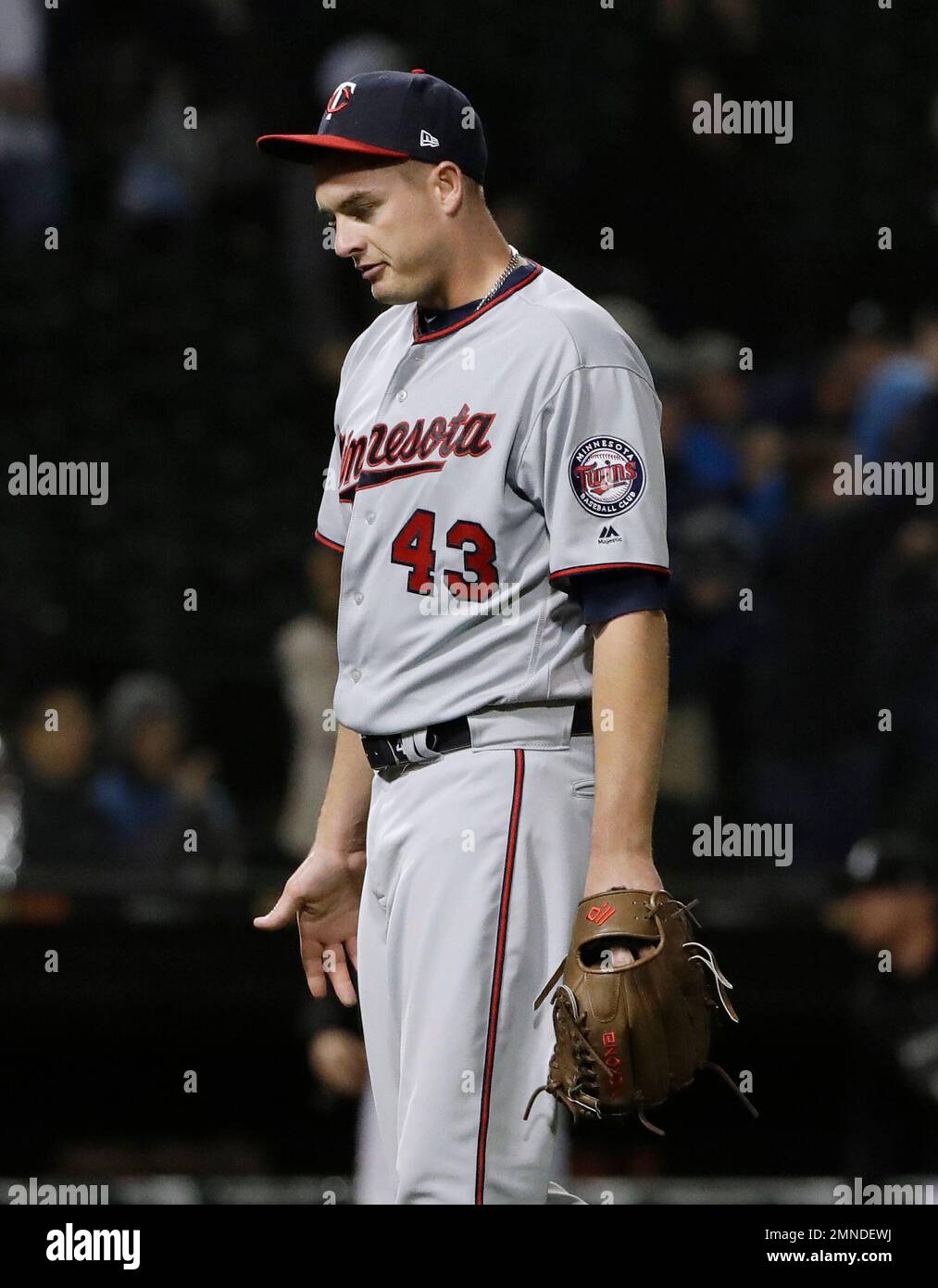 Minnesota Twins relief pitcher Addison Reed reacts after Chicago White ...