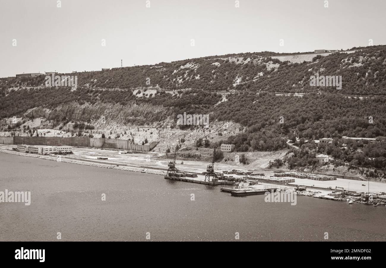 The blue bay and port of Bakarski zaliv in Bakar Croatia Stock Photo ...
