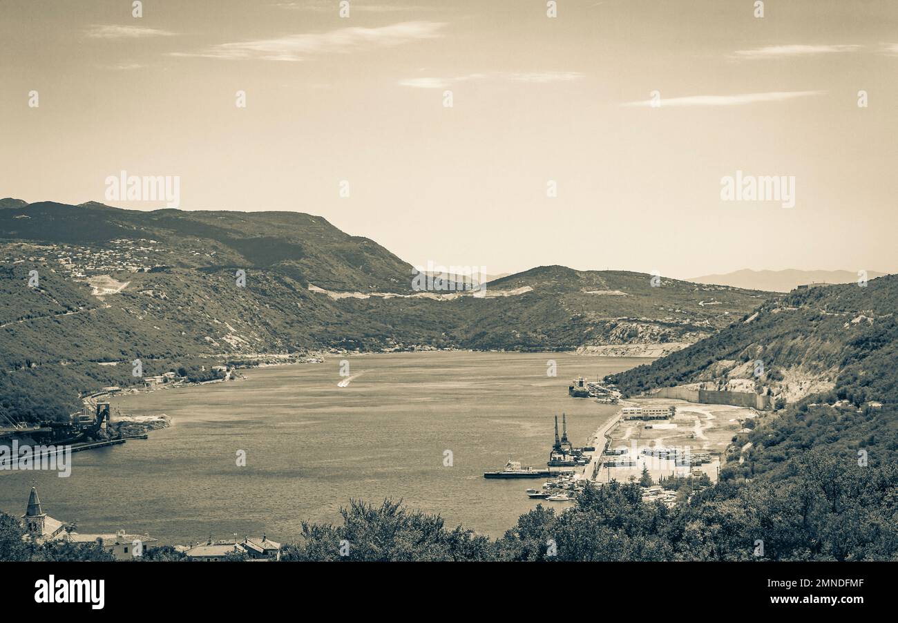 The blue bay and port of Bakarski zaliv in Bakar Croatia Stock Photo ...