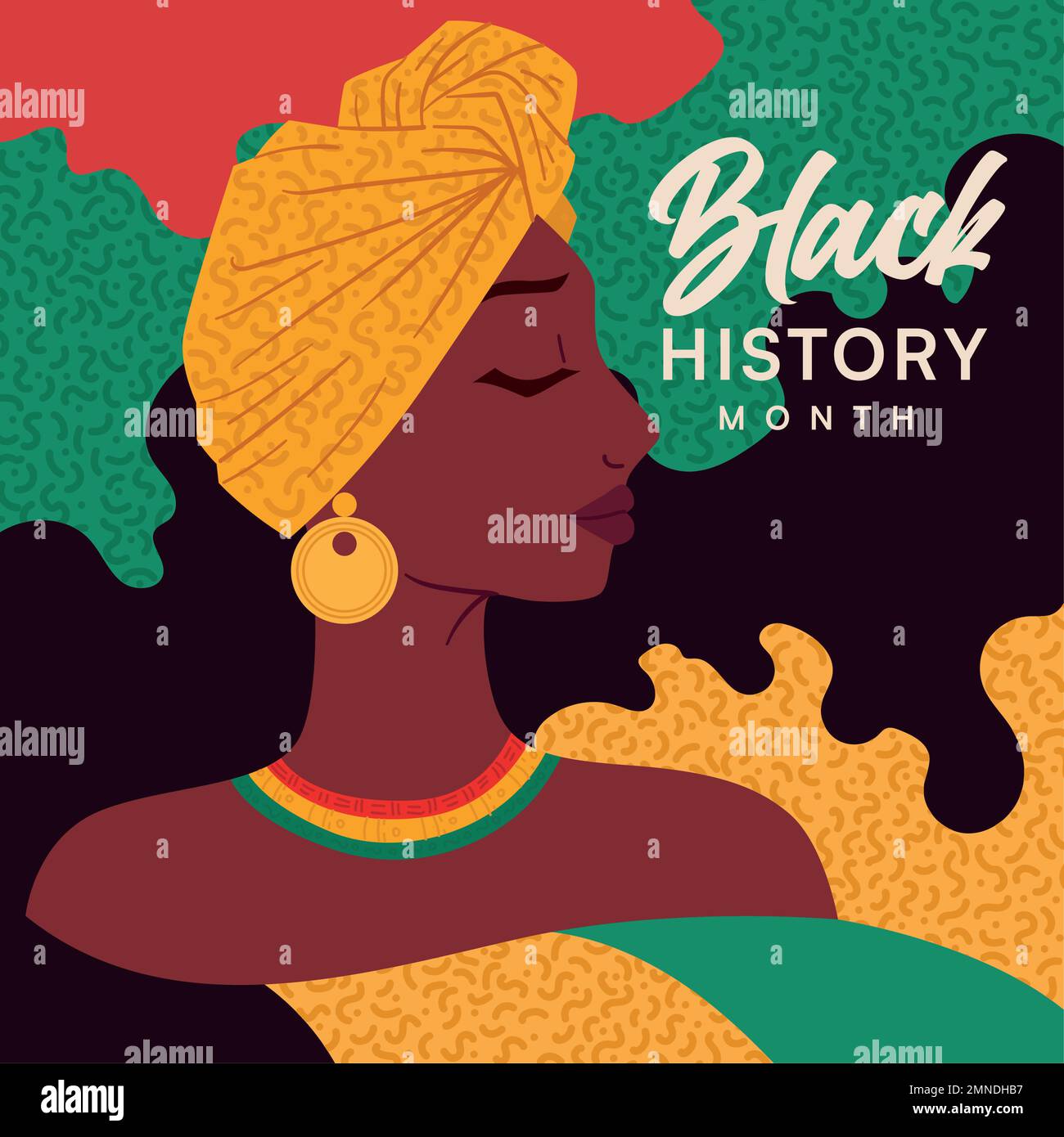 Black history month poster Cute afro american girl character Vector ...