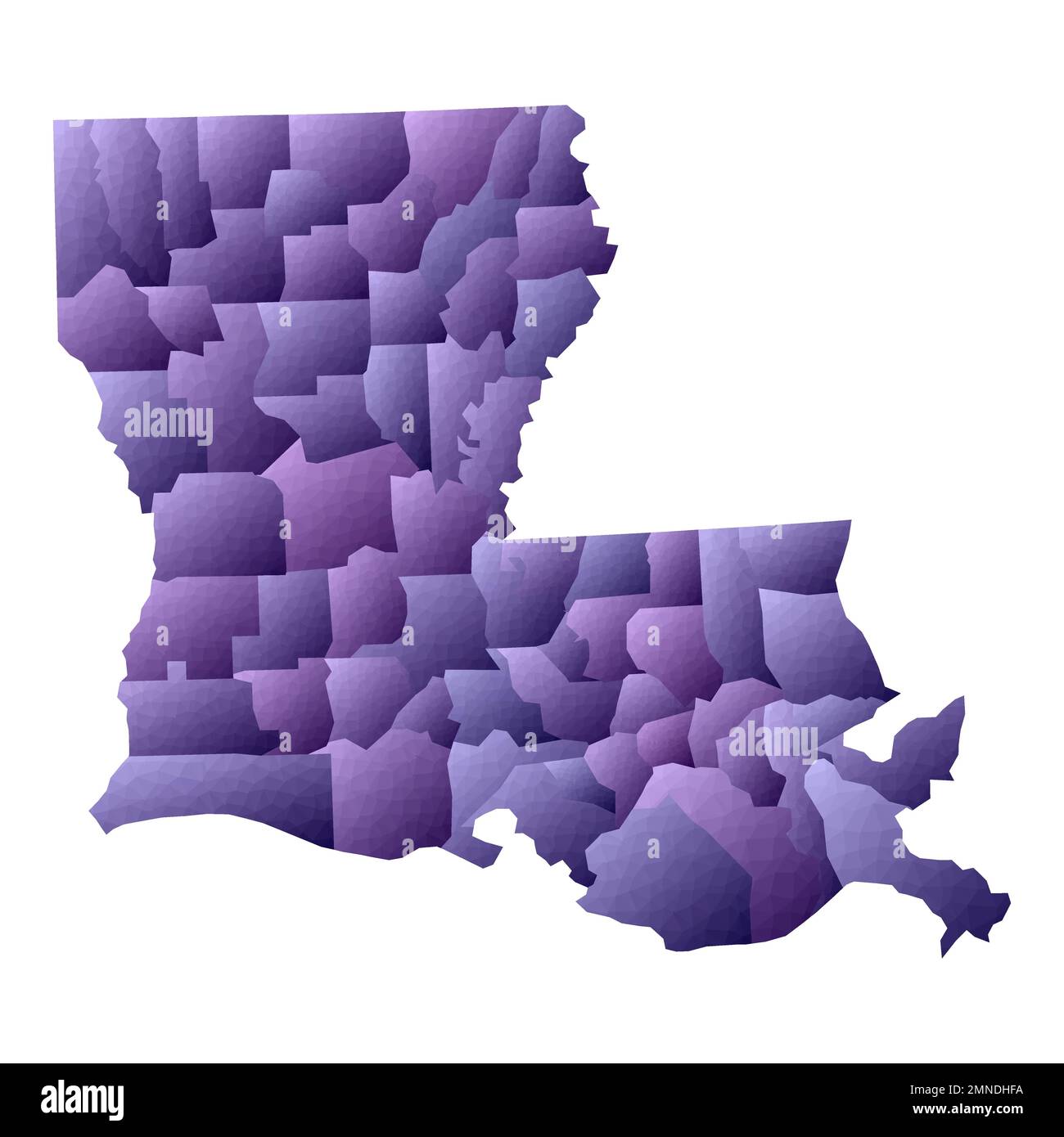 Louisiana map. Geometric style US state outline with counties. Bold ...