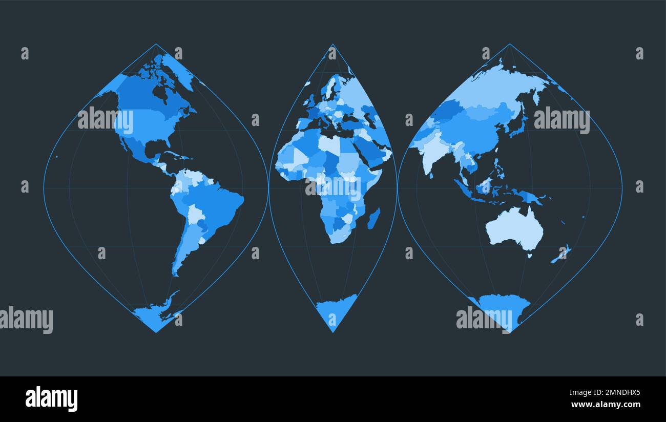 World Map. Interrupted sinusoidal projection. Futuristic world illustration for your infographic ...