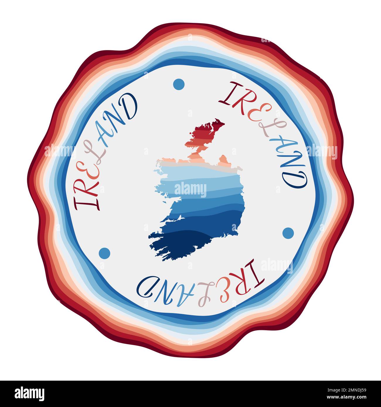 Ireland badge. Map of the country with beautiful geometric waves and ...