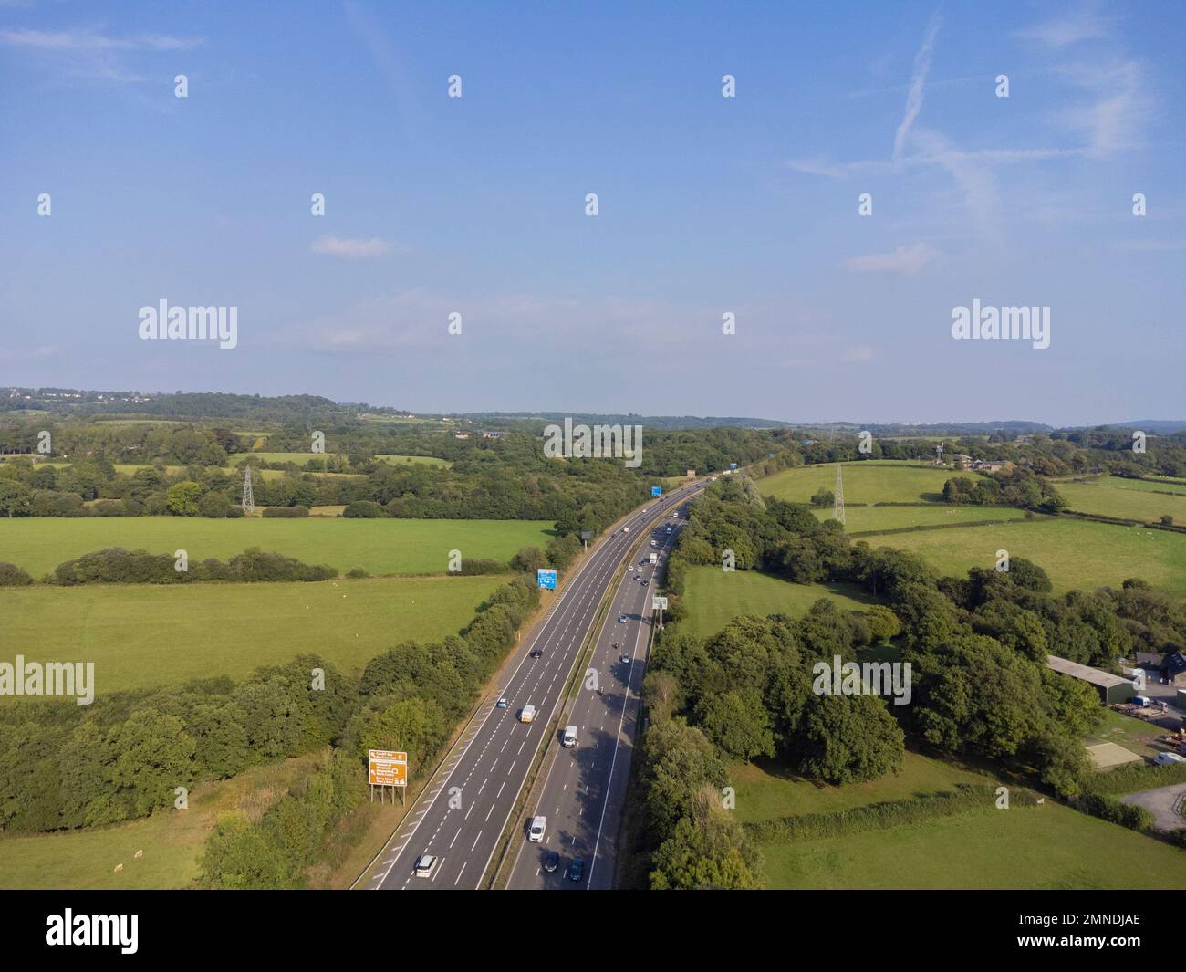 Aerial views around Peterston-Super-Ely, Vale of Glamorgan and M4 ...