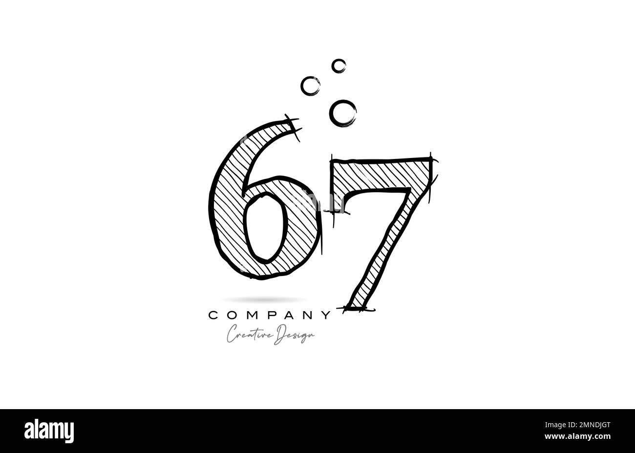 hand drawing number 67 logo icon design for company template or ...
