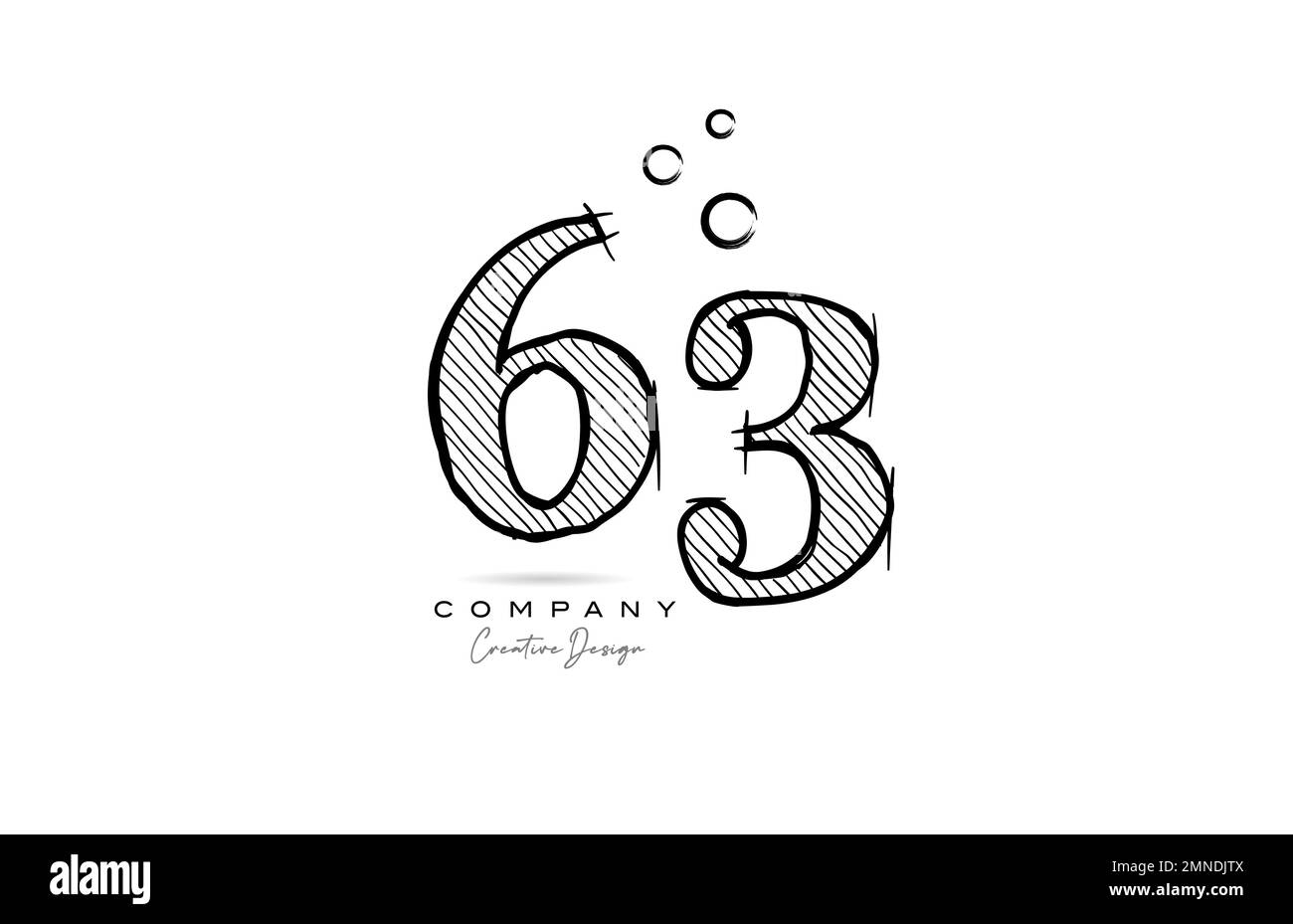hand drawing number 63 logo icon design for company template or ...