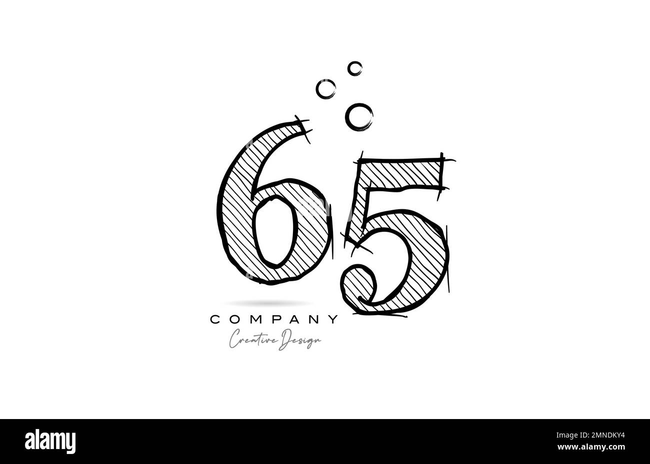 hand drawing number 65 logo icon design for company template or business. Creative logotype in ...
