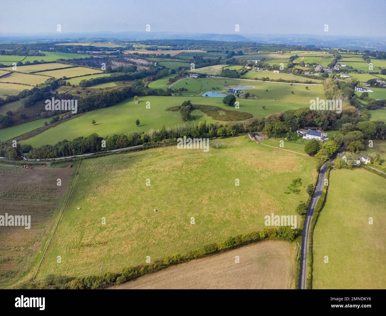 Aerial views around Peterston-Super-Ely, Vale of Glamorgan and M4 ...