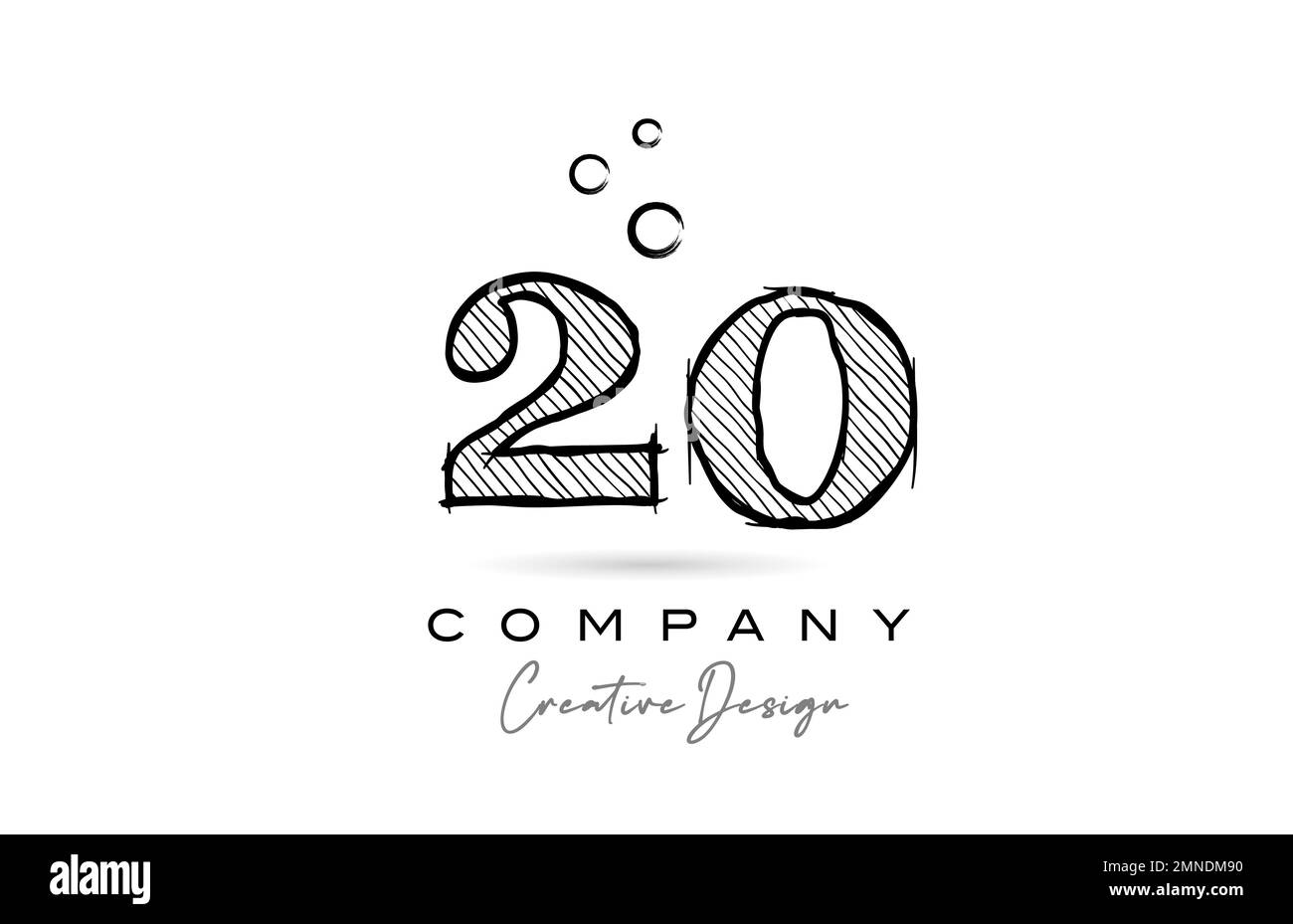 hand drawing number 20 logo icon design for company template or ...