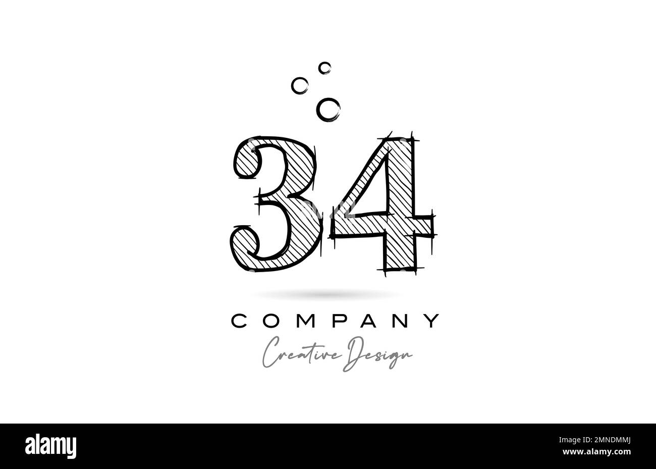 hand drawing number 34 logo icon design for company template or ...