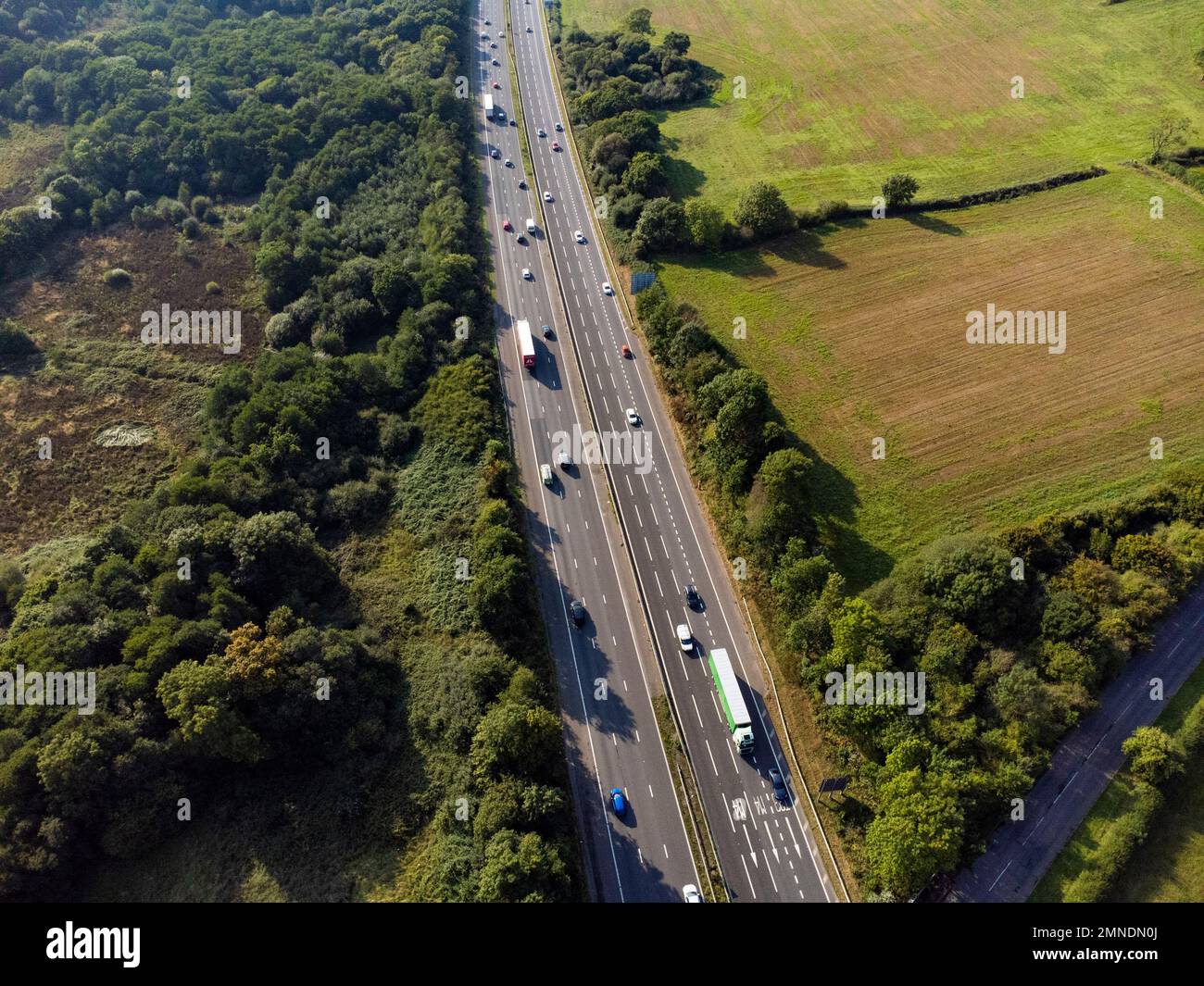 Aerial views of M4 Motorway, South Wales near Junction 34, Vale of ...