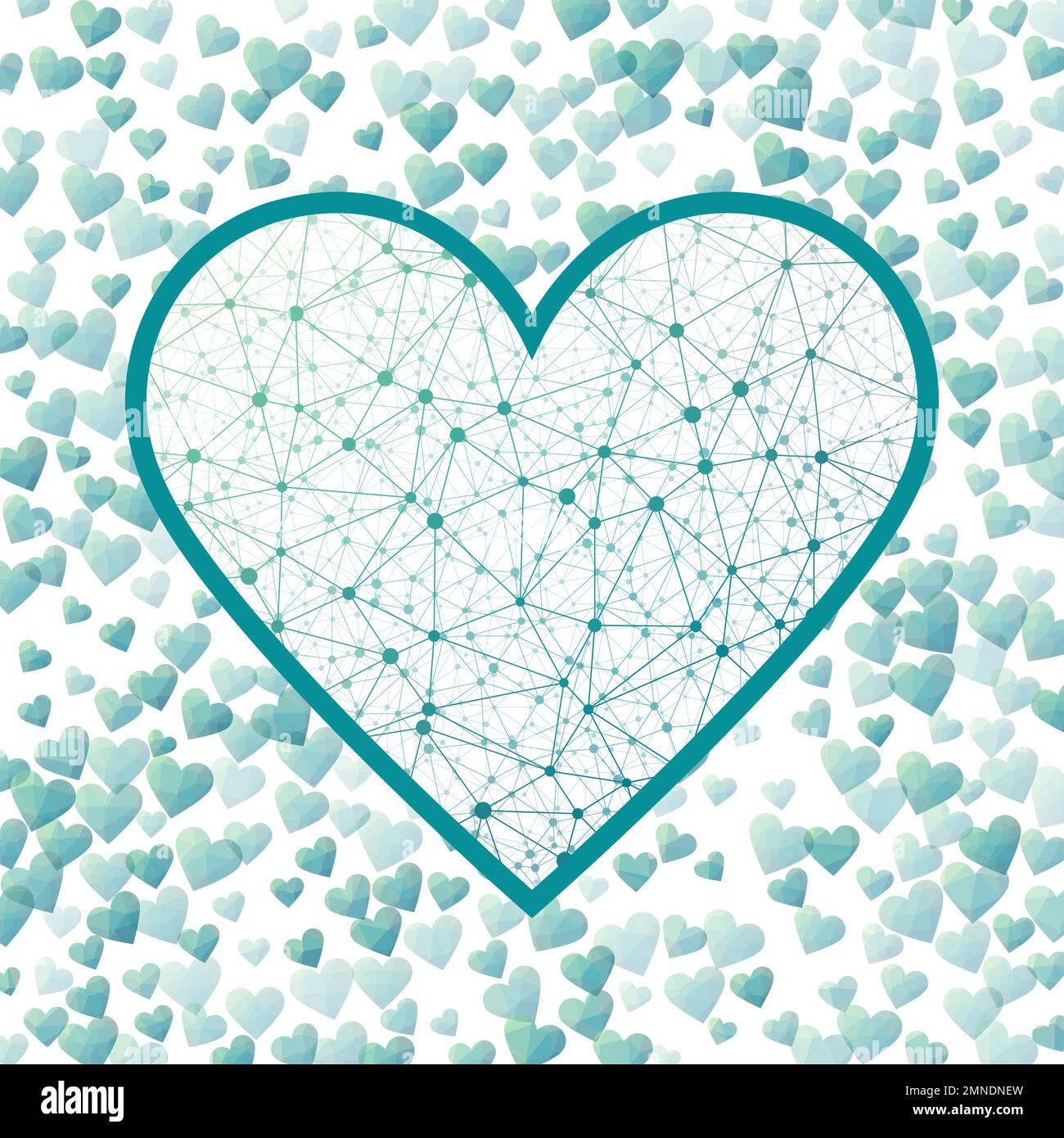 Low Poly Valentine's Day Heart. Geometric heart mesh in yellow and blue ...