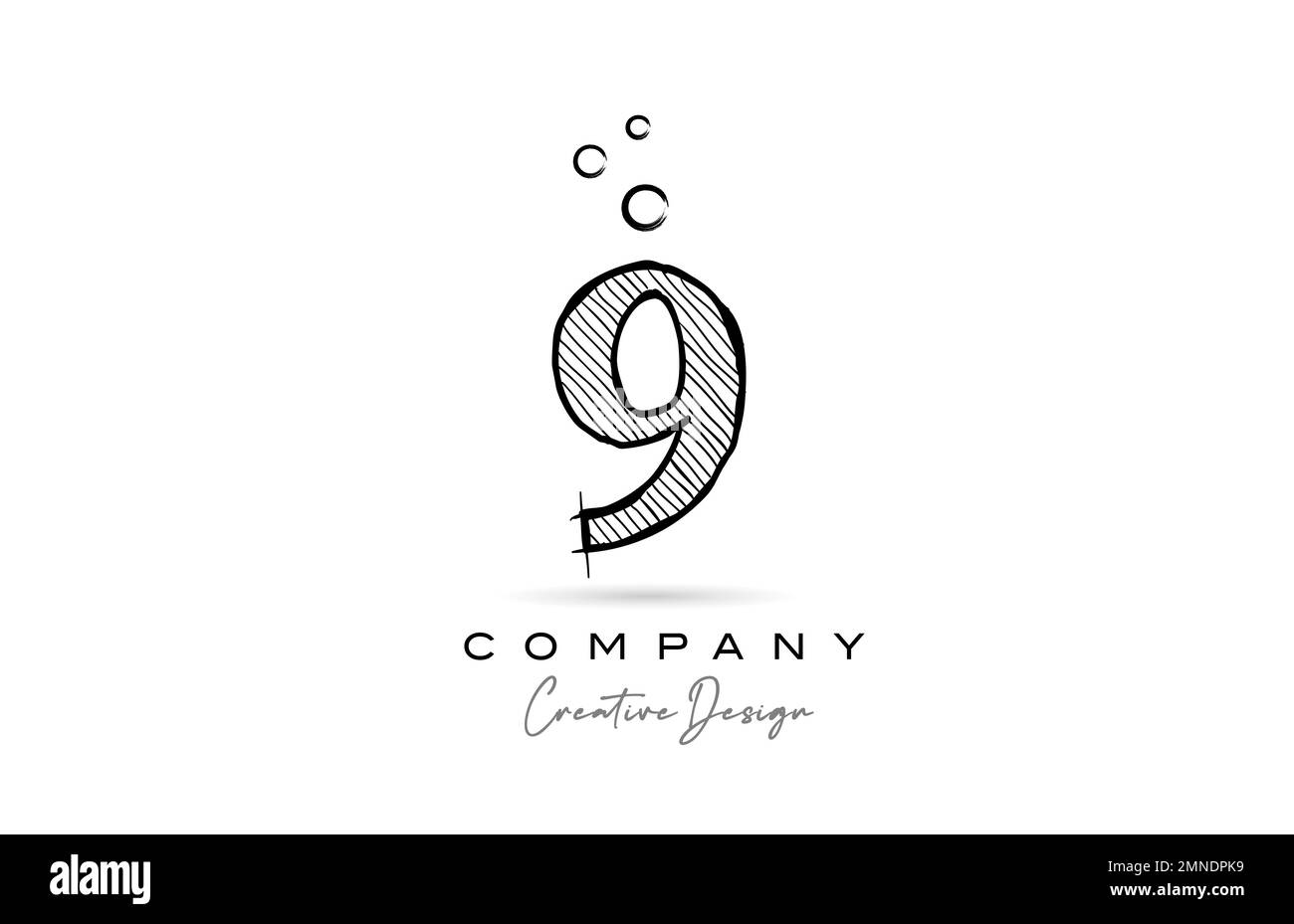 hand drawing number 9 logo icon design for company template or business ...