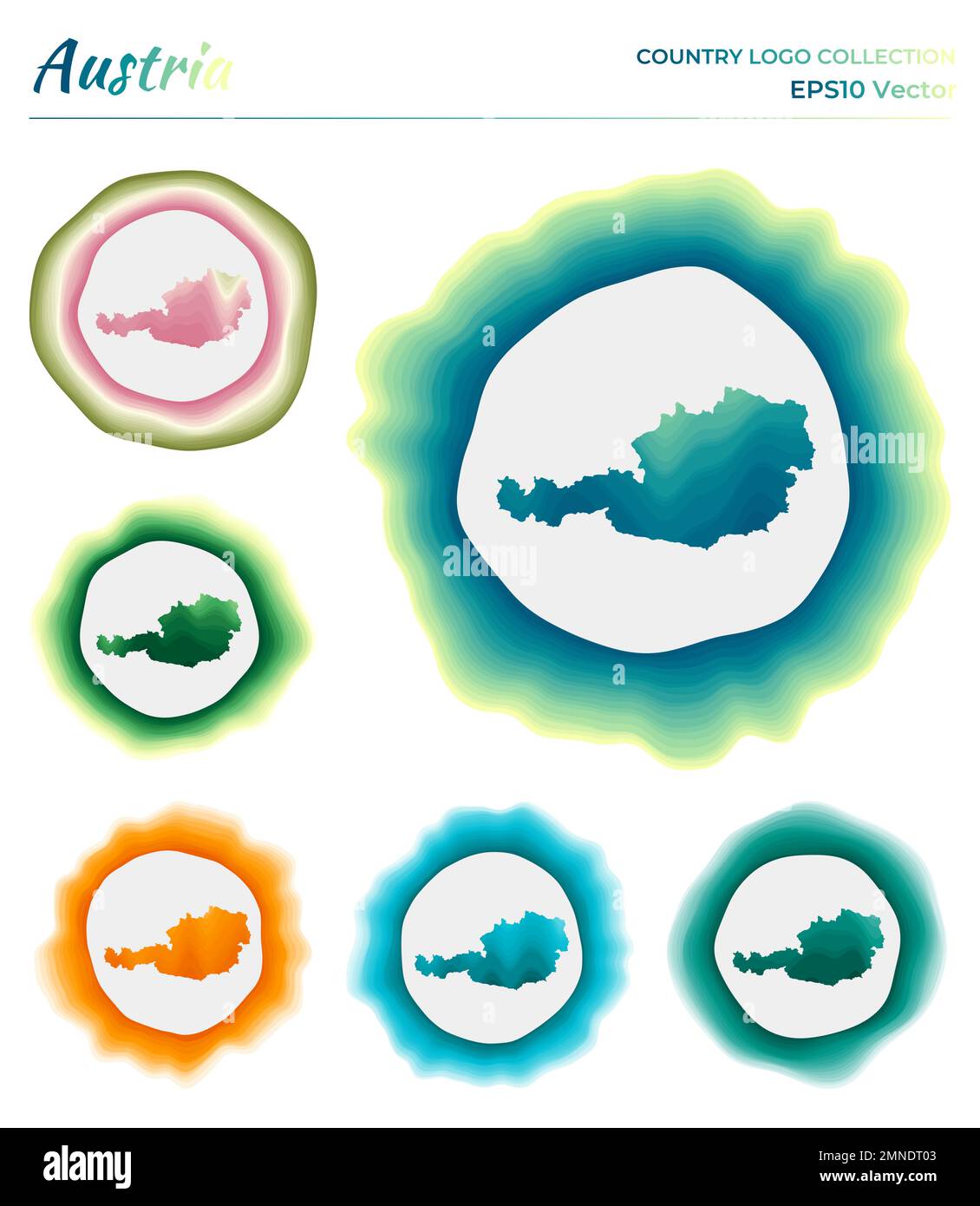 Austria logo collection. Colorful badge of the country. Layers around ...