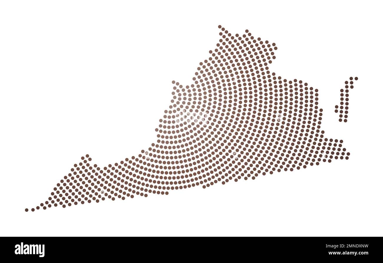 Virginia dotted map. Digital style shape of Virginia. Tech icon of the ...