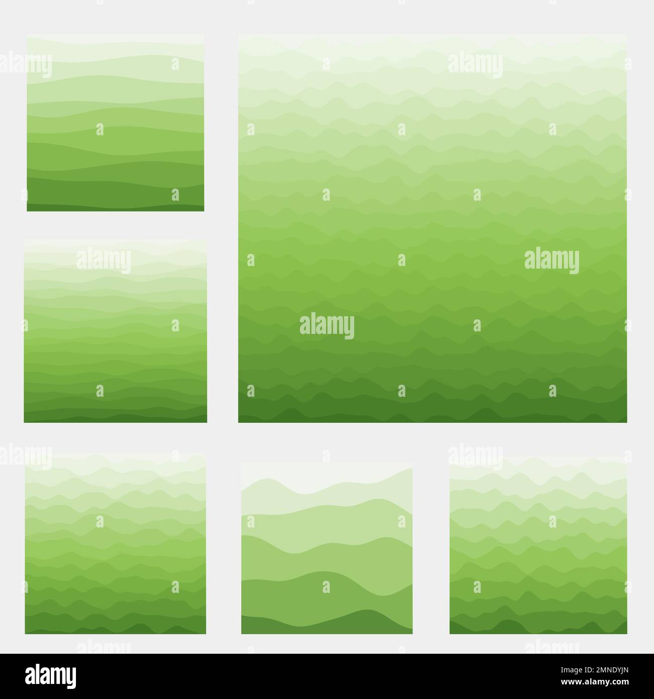 Abstract waves background collection. Curves in light green colors ...