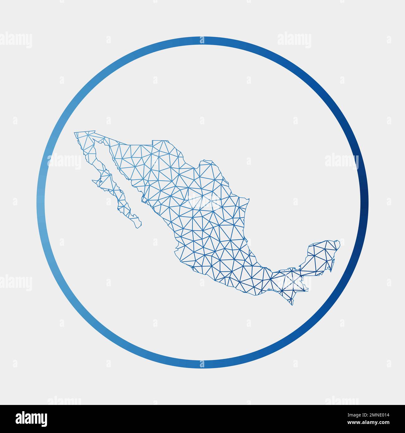 Mexico icon. Network map of the country. Round Mexico sign with ...