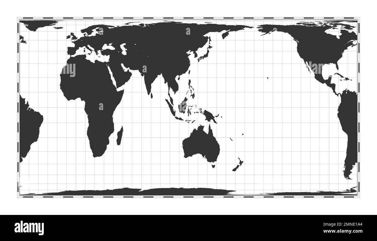 Vector world map. Cylindrical equal-area projection. Plain world ...