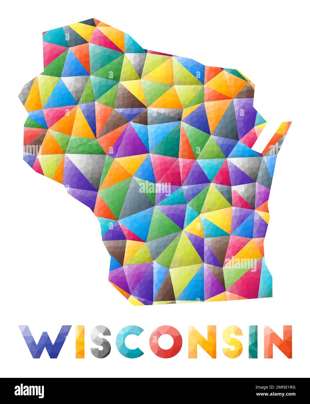 Wisconsin - colorful low poly US state shape. Multicolor geometric ...