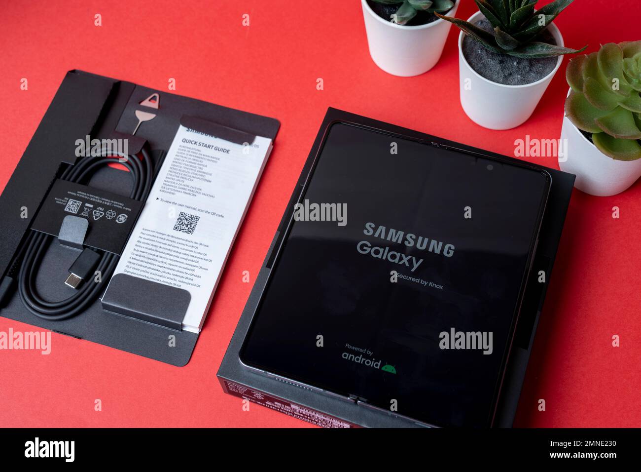 Galaxy Z Fold 4 in grey-green color. The device is in the open position ...